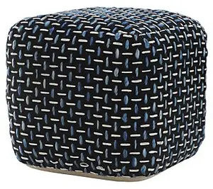 OX BAY TRADING CO. Ox Bay Geometric Stitched Pouf Ottoman - One-color