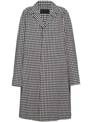 Prada Gingham-check Cotton Coat - White