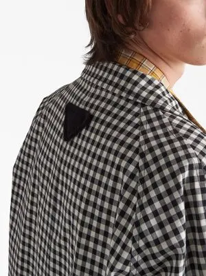 Prada Gingham-check Cotton Coat - White