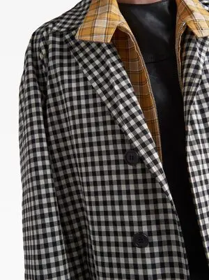 Prada Gingham-check Cotton Coat - White