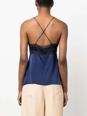 Alberta Ferretti Silk Blend Lace-trim Cami