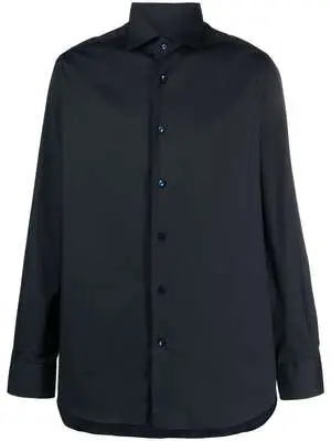 BARBA NAPOLI Long-sleeve Cotton Shirt - Blue