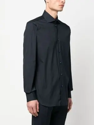 BARBA NAPOLI Long-sleeve Cotton Shirt - Blue