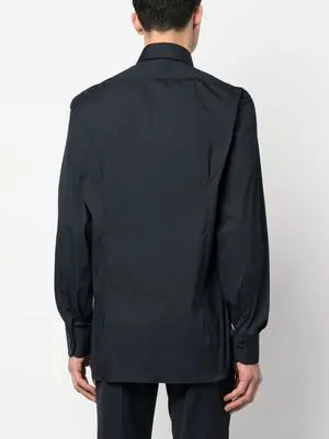 BARBA NAPOLI Long-sleeve Cotton Shirt - Blue