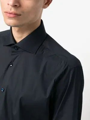 BARBA NAPOLI Long-sleeve Cotton Shirt - Blue