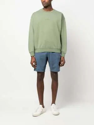 Stone Island Cotton Sweatshirt With Embroidered Logo - Green
