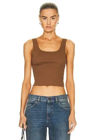 Eterne Cropped Scoop Neck Tank Top Earth