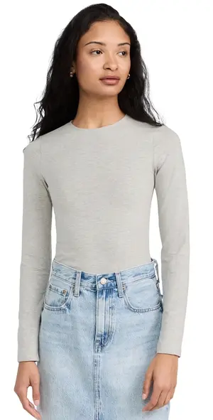 Ambitionist Long Sleeve Thong Bodysuit - Grey