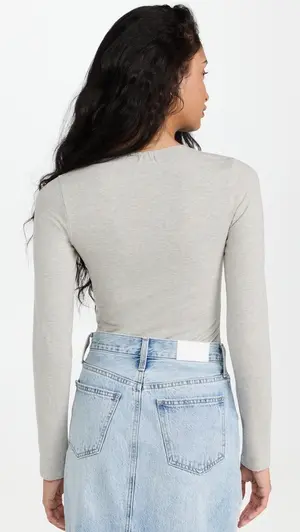 Ambitionist Long Sleeve Thong Bodysuit - Grey