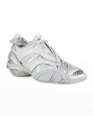 Balenciaga Men's Tyrex Metallic Sneakers - Silver