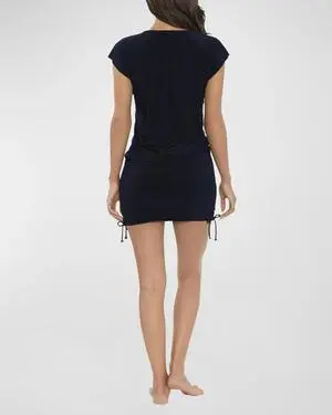 Magicsuit Shirred V-neck Beach Dress - Black