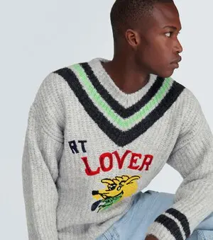 ERL Embroidered Wool-blend Sweater - Multicoloured