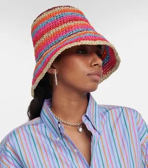 Etro Striped Raffia Bucket Hat