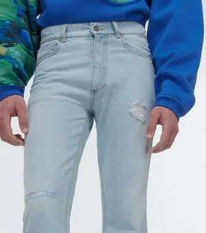 ERL Distressed Mid-rise Flared Jeans