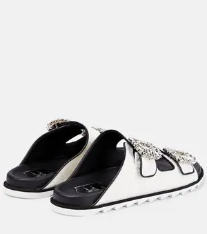 ROGER VIVIER Slidy Viv’ Bouclé Sandals - White