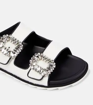 ROGER VIVIER Slidy Viv’ Bouclé Sandals - White