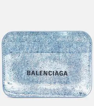 Balenciaga Printed Leather Card Holder - Blue