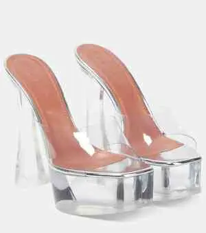 Amina Muaddi Clear Stiletto Heels