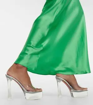 Amina Muaddi Dalida Glass Platform Mules - White