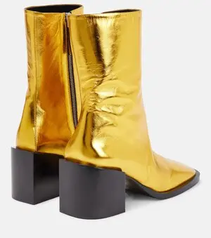 JIL SANDER Metallic Leather Ankle Boots
