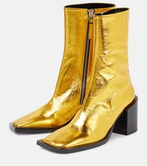 JIL SANDER Metallic Leather Ankle Boots