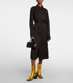JIL SANDER Metallic Leather Ankle Boots