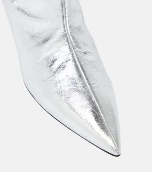 JIL SANDER Metallic Leather Ankle Boots - Silver