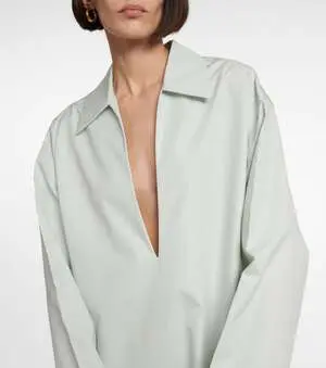 JIL SANDER V-neck Cotton Minidress - Brown