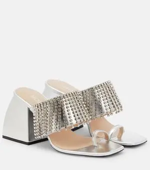 NODALETO Preston Embellished Leather Sandals - Silver