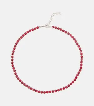 Amina Muaddi Tennis Crystal Necklace - Red