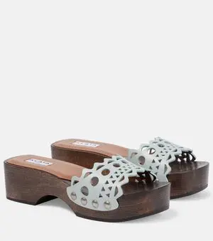 Alaïa Vienne Leather And Wood Slides