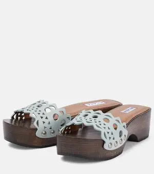 Alaïa Vienne Leather And Wood Slides