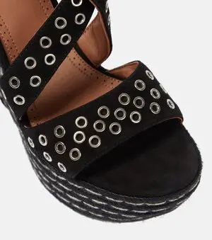 Alaïa Embellished Suede Wedge Sandals