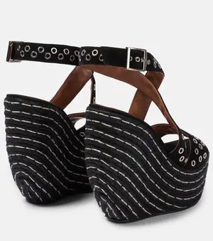 Alaïa Embellished Suede Wedge Sandals