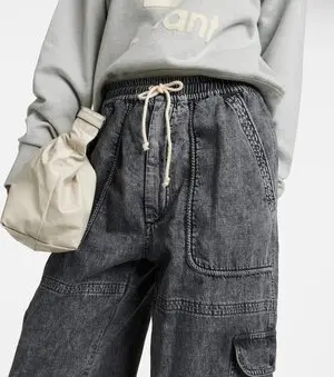MARANT ETOILE Viamao High-rise Cotton Cargo Pants - Grey