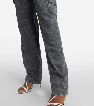 MARANT ETOILE Viamao High-rise Cotton Cargo Pants - Grey