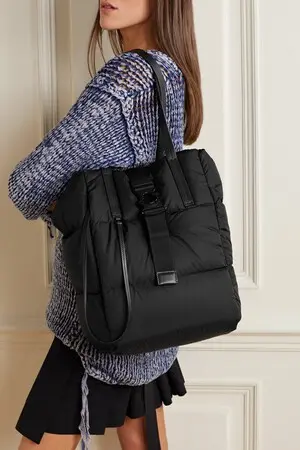 Moncler Xander Large Leather-trimmed Quilted Shell Down Tote