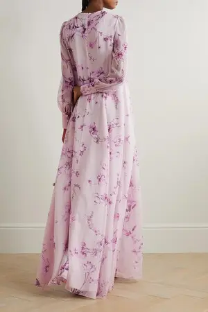 Erdem Jaylene Floral-print Silk Gown