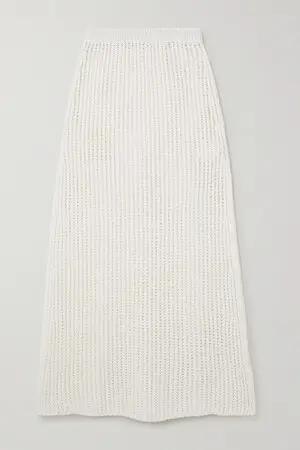 FERRAGAMO Open-knit Ribbed Cotton Maxi Skirt