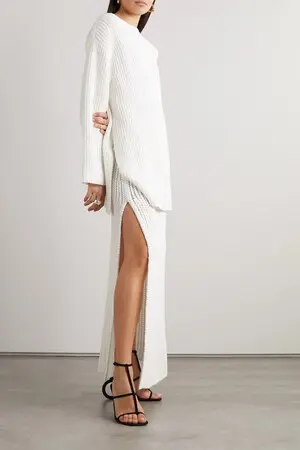 FERRAGAMO Open-knit Ribbed Cotton Maxi Skirt