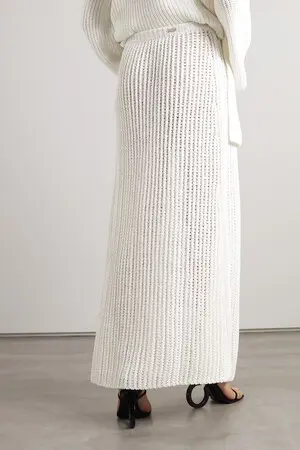 FERRAGAMO Open-knit Ribbed Cotton Maxi Skirt