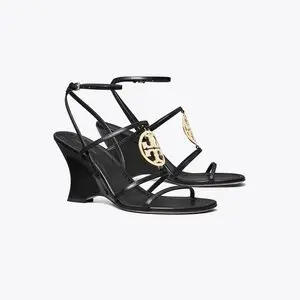 Tory Burch Miller Wedge Sandal - Perfect Black/gold