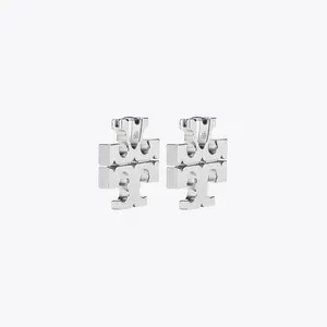 Tory Burch Icon Hoop Earrings Light Silver