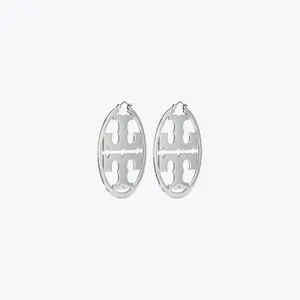 Tory Burch Icon Hoop Earrings Tory Silver