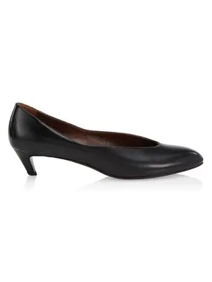 THE ROW Women's Leather Almond Toe Pumps - Warm Grey  - Black