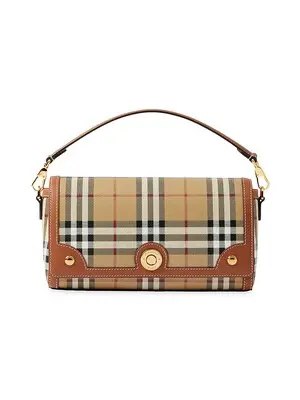 Burberry Check & Leather Top Handle Bag