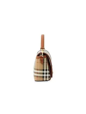 Burberry Check & Leather Top Handle Bag