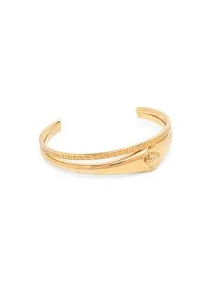 Versace Double Medusa Goldtone Cuff Bracelet - Versace Gold