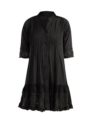 Shoshanna Milos Pin-tucked Cotton Cover-up Minidress Jet