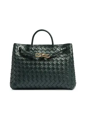 Bottega Veneta Women's Medium Andiamo Intrecciato Leather Satchel - Fondant - Inkwell